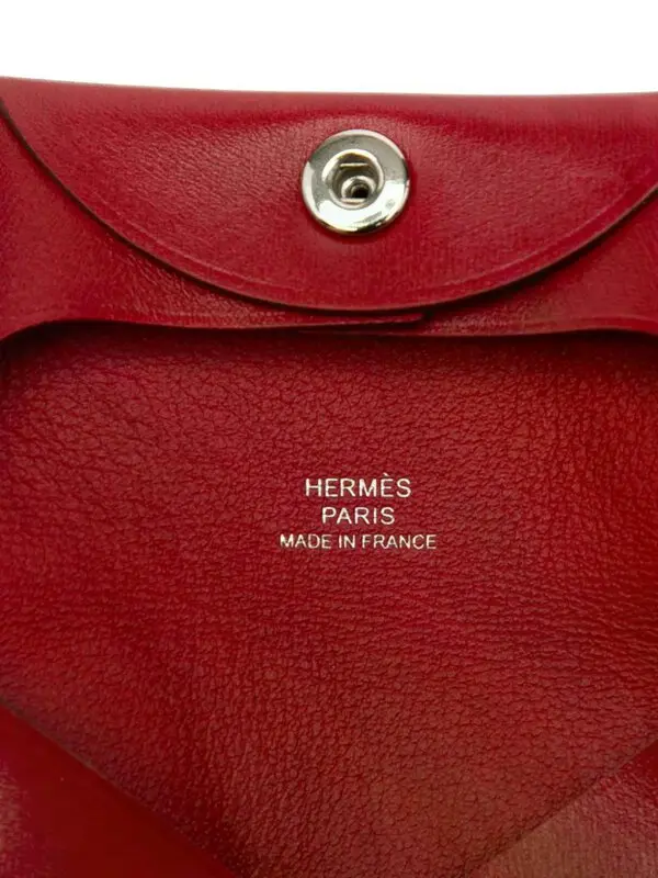 Hermès 2023 Box Calfskin Bastia Change Purse Coin Pouch - Red