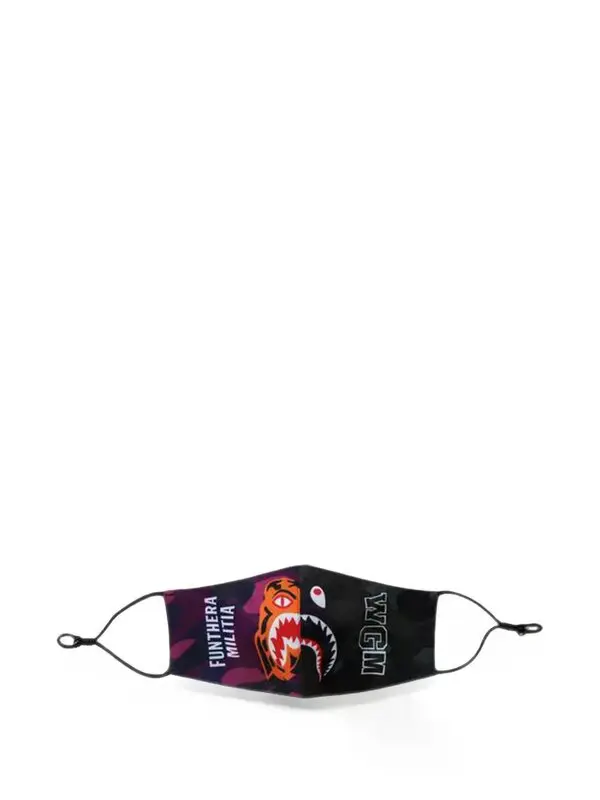 A BATHING APE Shark-print Face Mask - Black