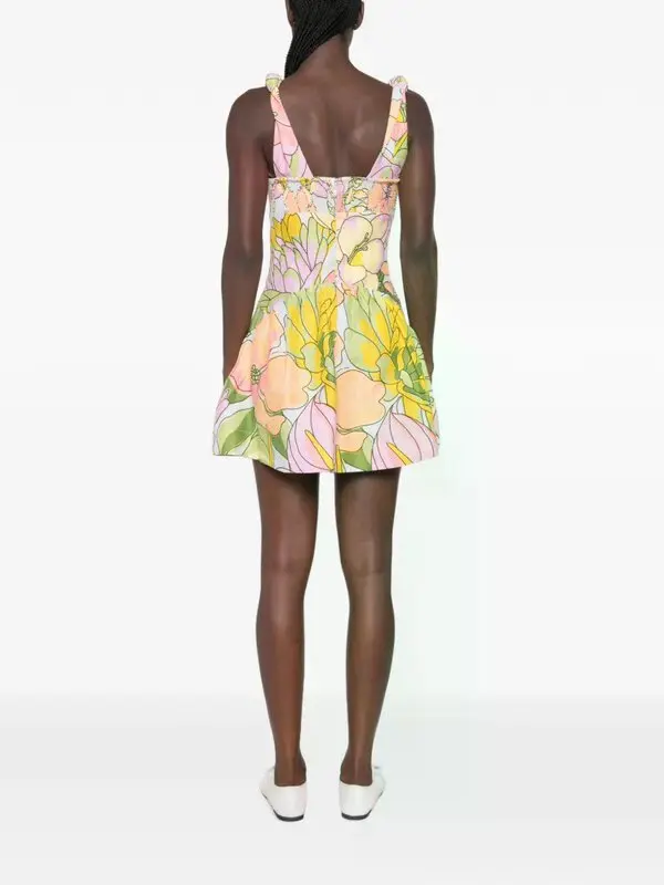 Farm Rio Floral-print Cut-out Mini Dress