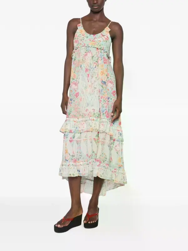 Farm Rio Floral-print Ruffled High-low Dress