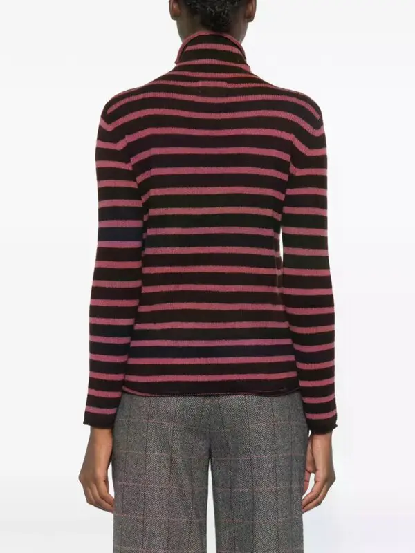 BEYOU Striped Roll-neck Sweater
