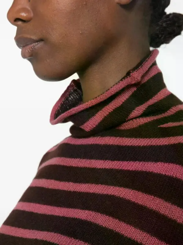 BEYOU Striped Roll-neck Sweater