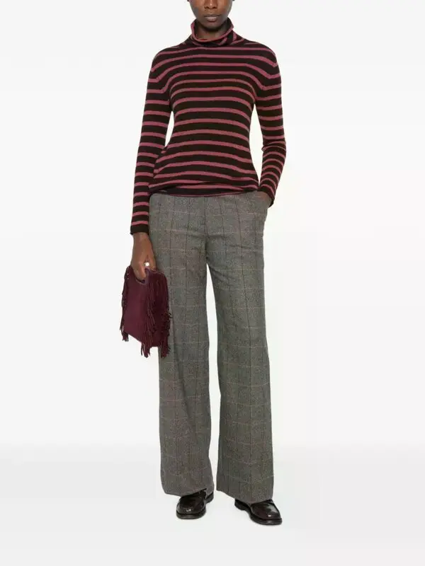 BEYOU Striped Roll-neck Sweater