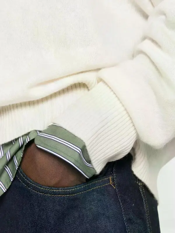 BEYOU Ribbed-trim Sweater