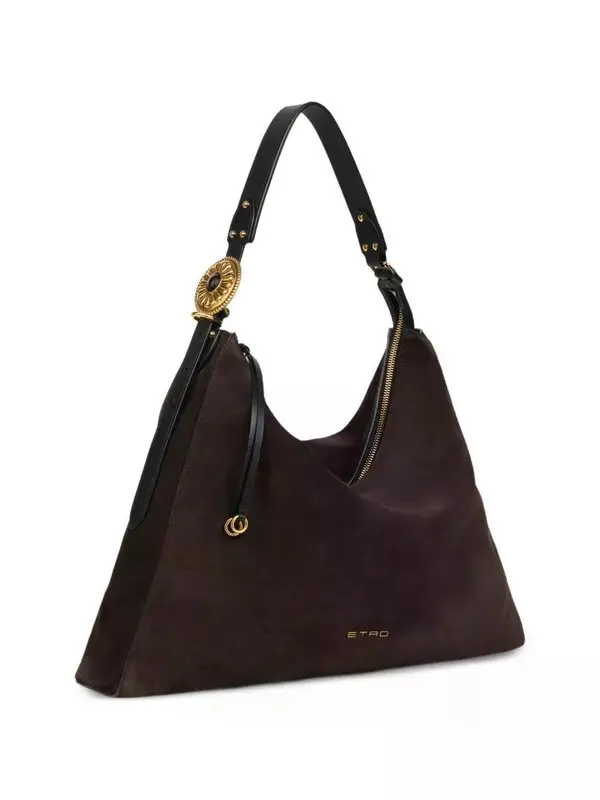 Etro Large Suede Rosette Shoulder Bag