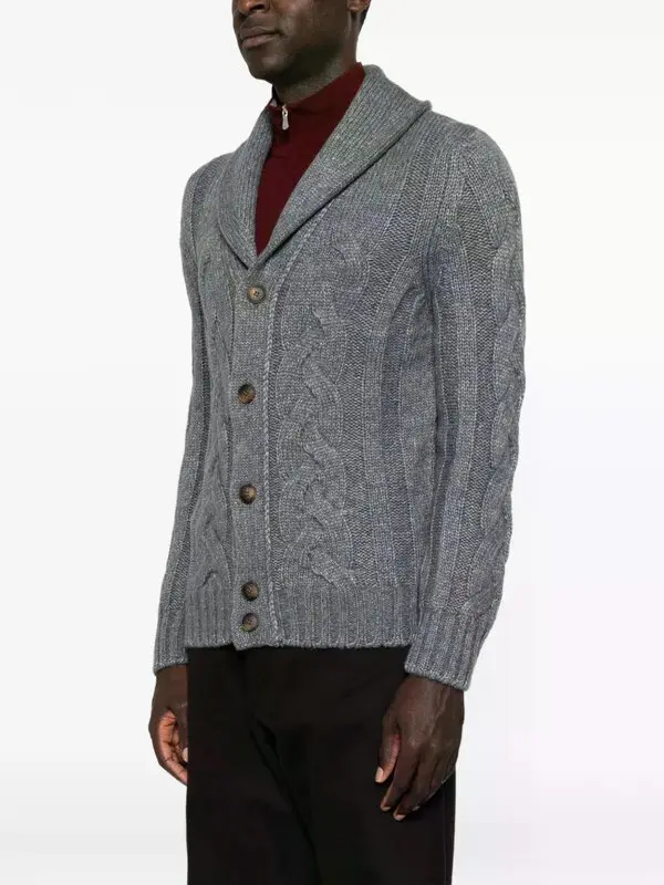 GRAN SASSO Cable-knit Shawl-collar Cardigan