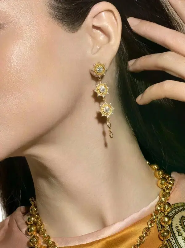 BUDDHA MAMA Diamond Triple Sun Drop Earrings