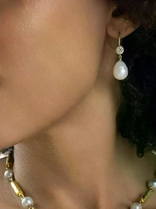 SYLVA & CIE Diamond And Pearl Drop Earrings