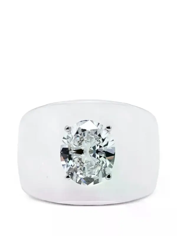 SOLO FOR DIAMONDS Oval-cut Lab-grown Diamond Ring In 14k White Gold - Silver