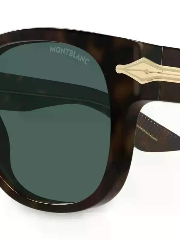 Montblanc Tortoiseshell-effect Square Frame Foldable Sunglasses