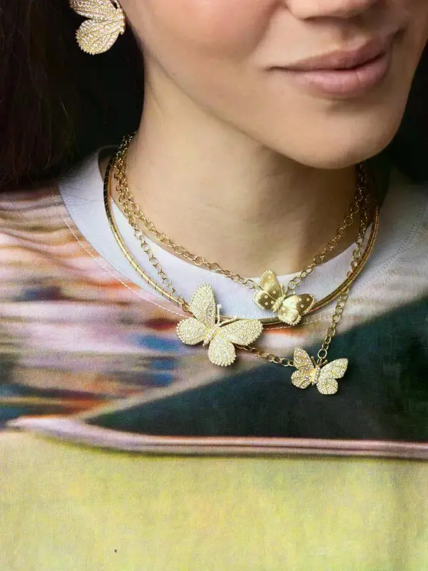 TANYA FARAH Butterfly Diamond Pendant Necklace