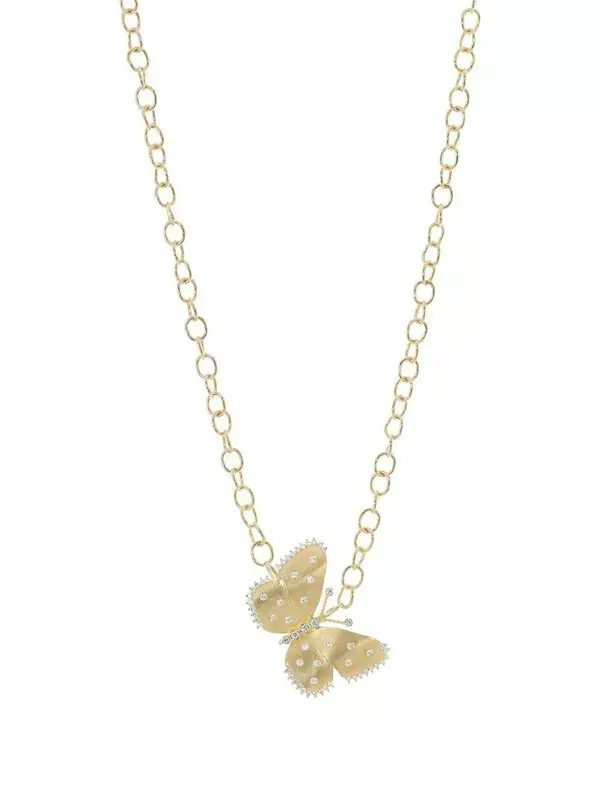 TANYA FARAH Butterfly Diamond Pendant Necklace - Gold