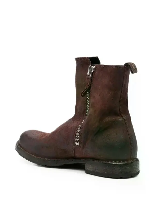 Moma Tuscany Wine Distressed Side-zip Boots