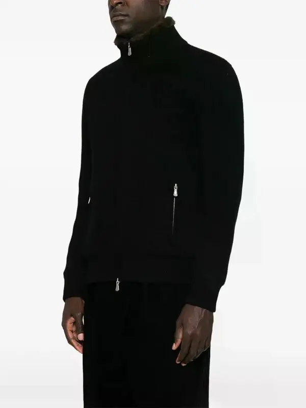 BARBA NAPOLI Ribbed-knit Faux-fur-trim Jacket