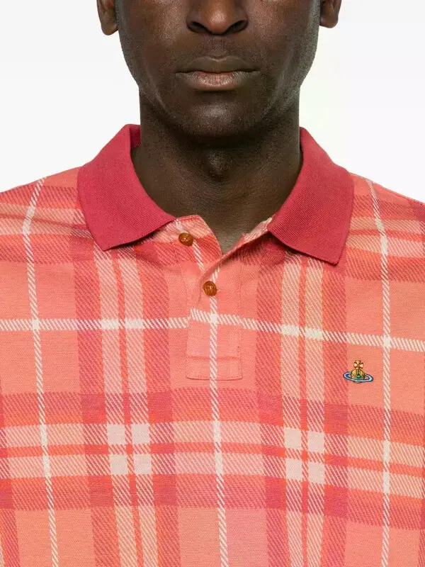 VIVIENNE WESTWOOD Check-pattern Orb-embroidered Polo Shirt