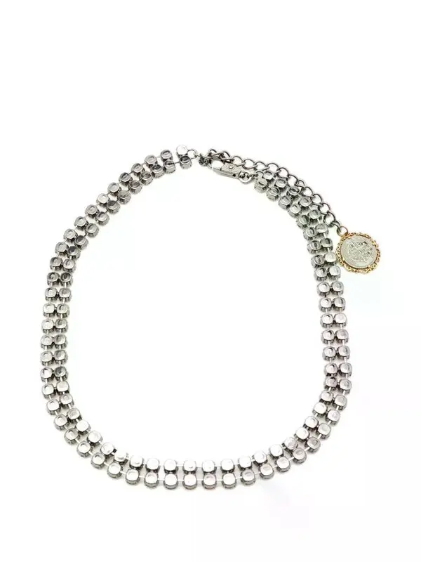Dolce & Gabbana Crystal-embellished Coin Pendant Belt - Silver
