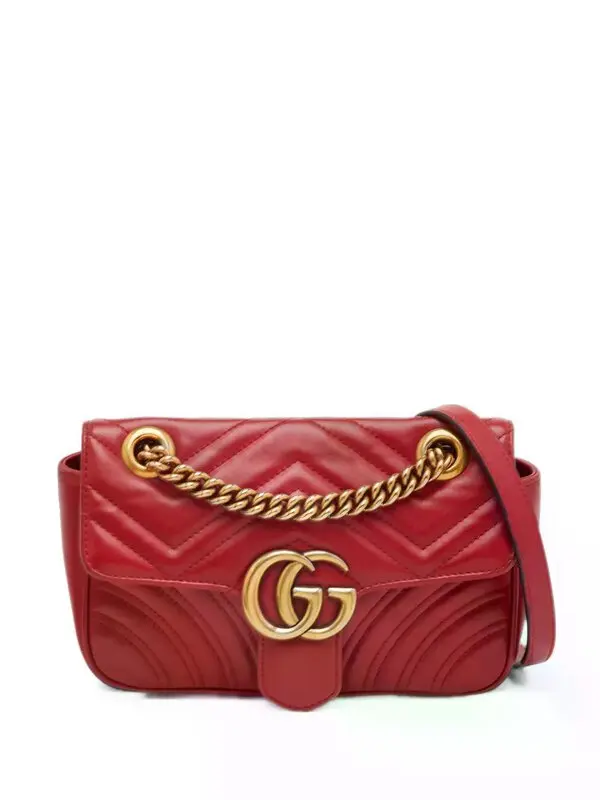 Gucci Gg Marmont Foldover-top Crossbody Bag - Red