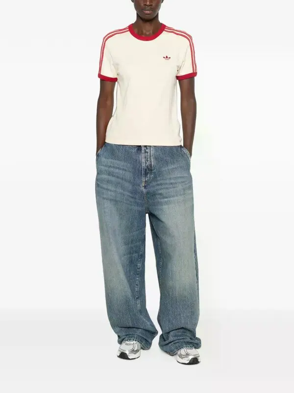 Adidas Logo-embroidered Striped T-shirt
