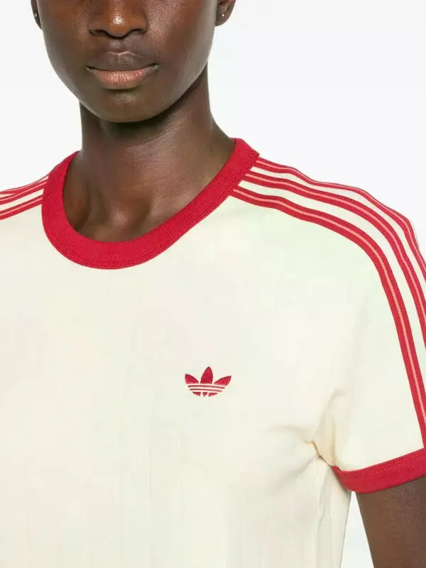 Adidas Logo-embroidered Striped T-shirt