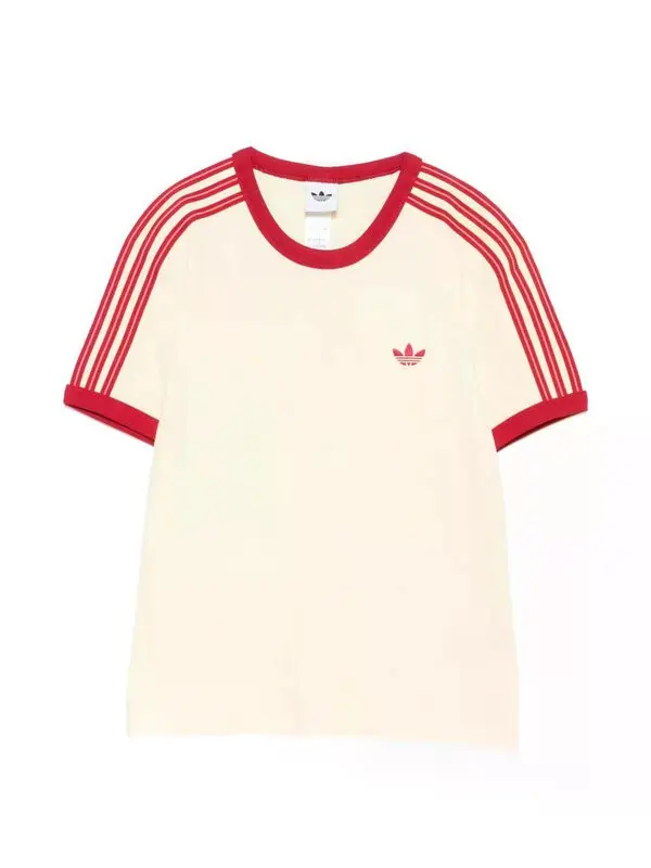 Adidas Logo-embroidered Striped T-shirt - Neutrals