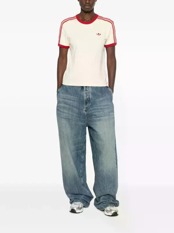 Adidas Logo-embroidered Striped T-shirt