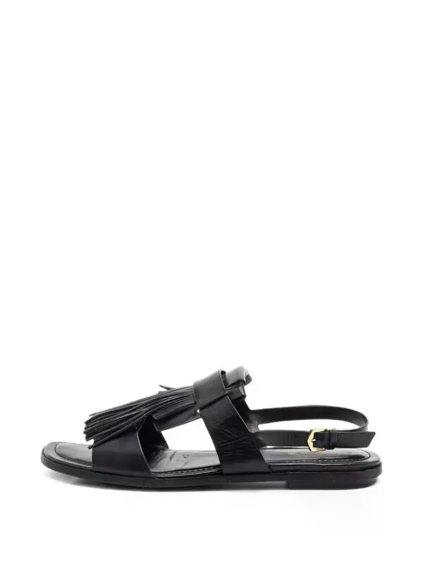 TOD'S Leather Fringe Slingback Sandals