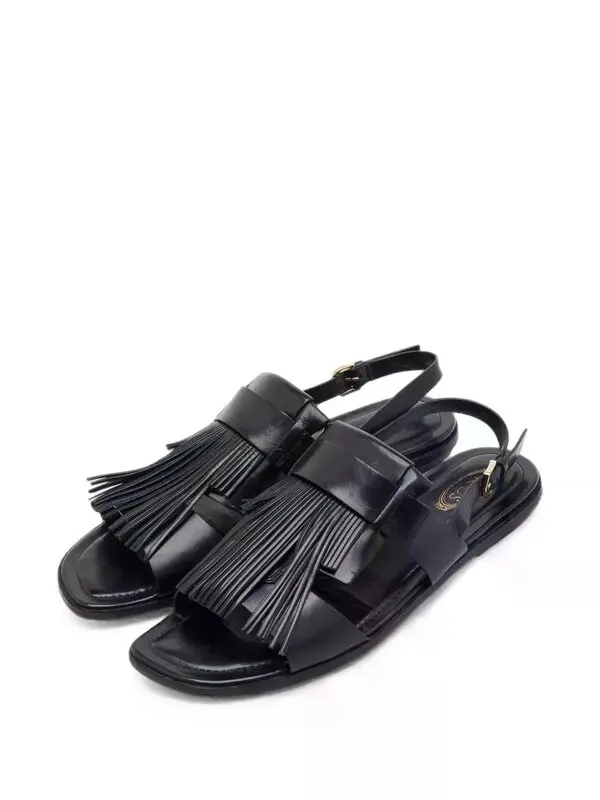 TOD'S Leather Fringe Slingback Sandals