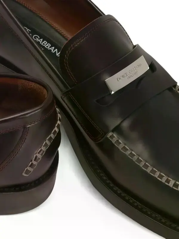 Dolce & Gabbana Calfskin Loafers With Whipstitch Detailing