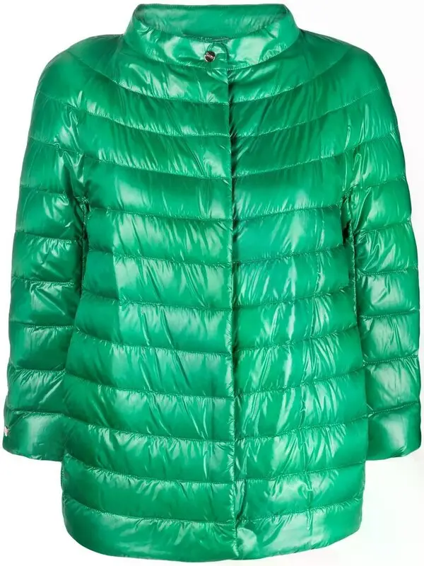 Herno Puffer Jacket With Three-quarter Length Sleeves - Green