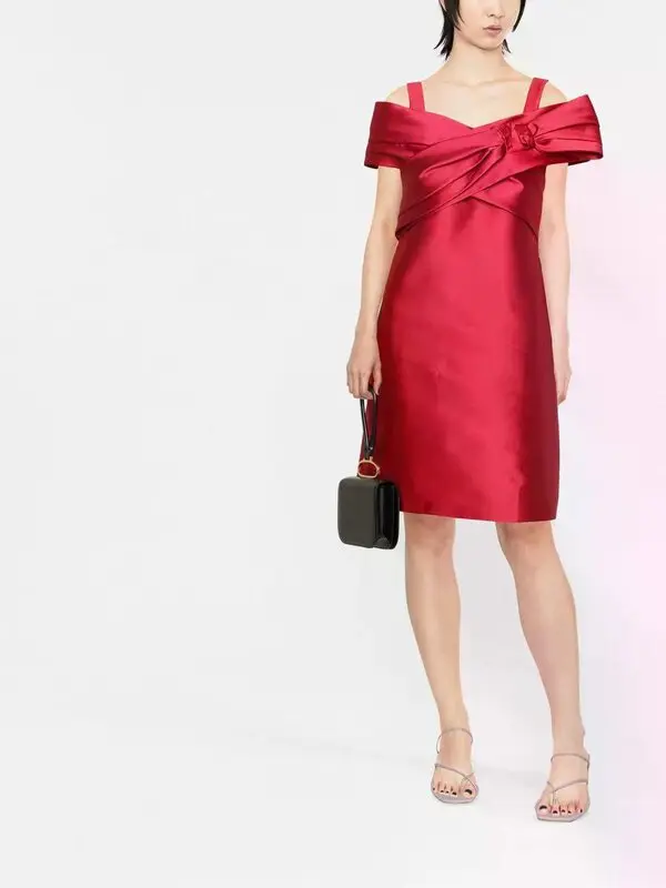 Alberta Ferretti Bow Detail Off-shoulder Dress - Red