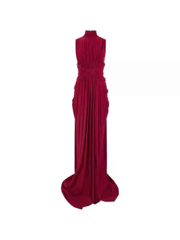 Alberta Ferretti Draped Buckled-strap Maxi Dress - Red
