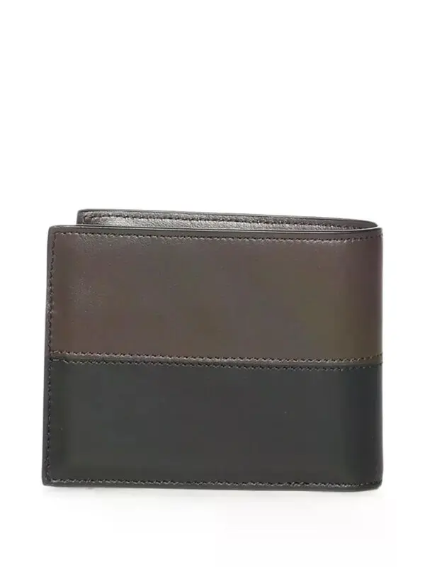 Fendi Ff Double Two-tone Black And Ebony Leather Bi-fold Coin Wallet