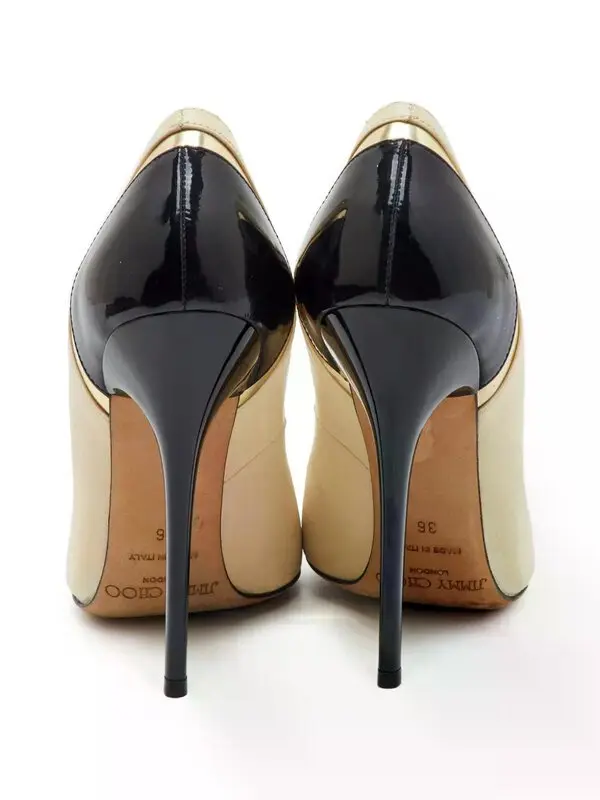JIMMY CHOO Pointed Toe Pumps With Gold Tone Trim