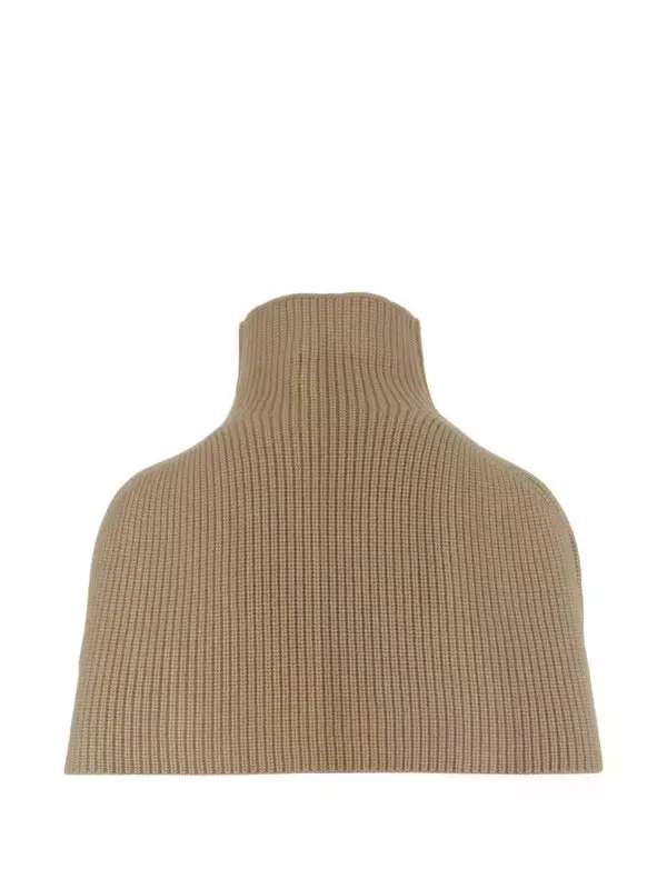 SA SU PHI Ribbed Knit Roll Neck Cape - Neutrals