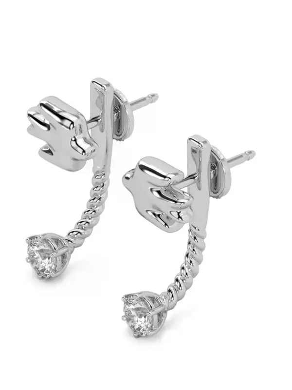 SOLO FOR DIAMONDS X Gunia Project Bird-motif Diamond Earrings - Silver