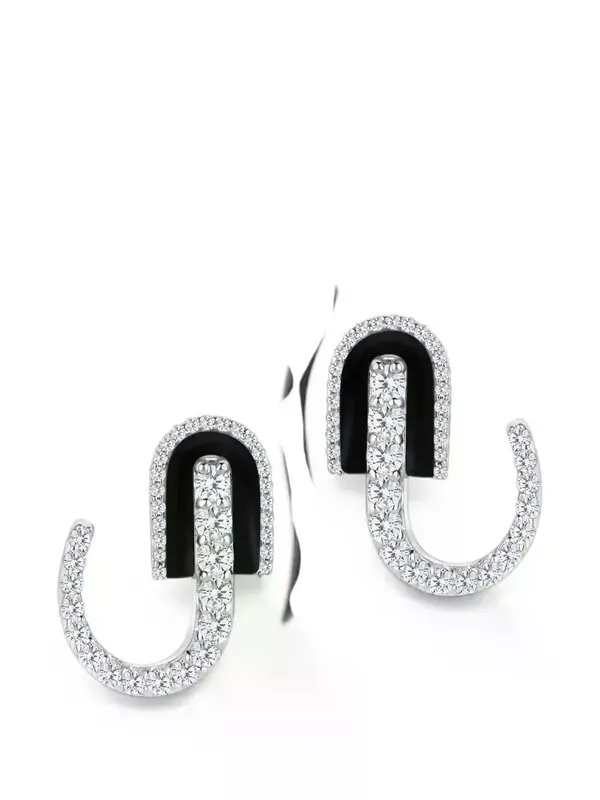 U LOS ANGELES Diamond And Onyx Earrings - Silver
