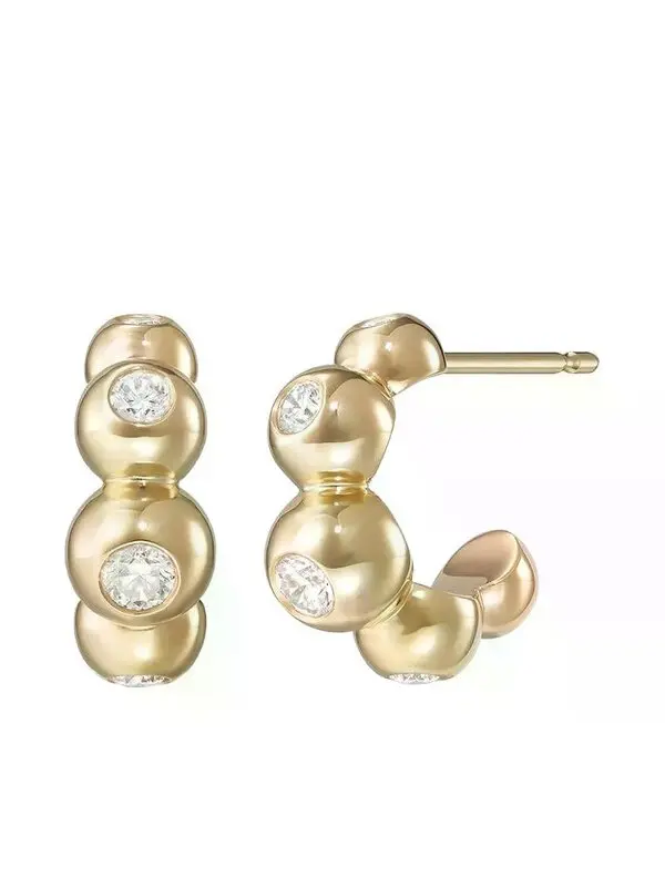 Melissa Kaye 18k Yellow Audrey Diamond Hoop Earrings - Gold