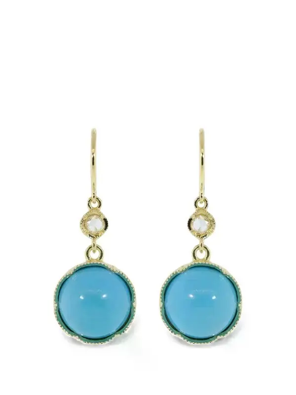 Irene Neuwirth Turquoise And Diamond Drop Earrings - Gold