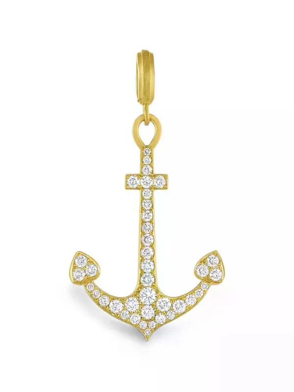 LEIGH MAXWELL Diamond Anchor Pendant In 18k Yellow