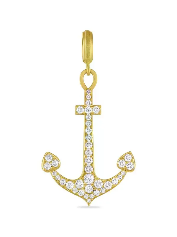 LEIGH MAXWELL Diamond Anchor Pendant In 18k Yellow - Gold