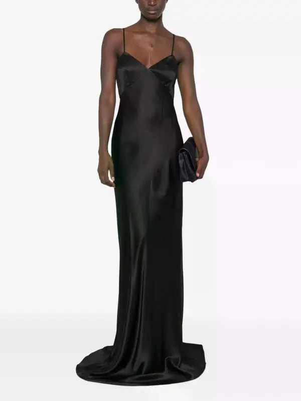 Max Mara Satin Finish Back-cutout Maxi Dress