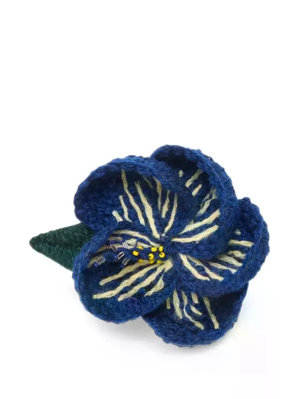 Alanui Hibiscus Embroidered Brooch - Blue
