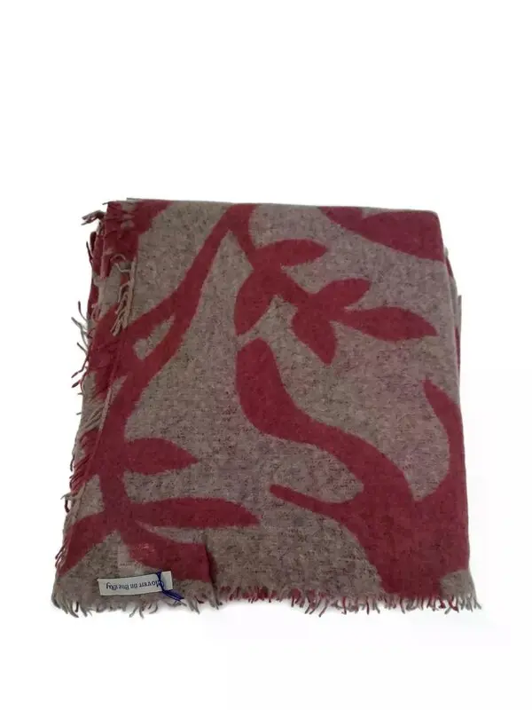 MIRROR IN THE SKY Leaf-pattern Frayed Scarf