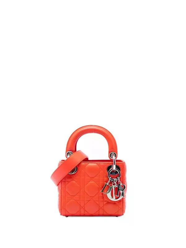 Dior 2015 Micro Lambskin Cannage Lady Satchel - Orange