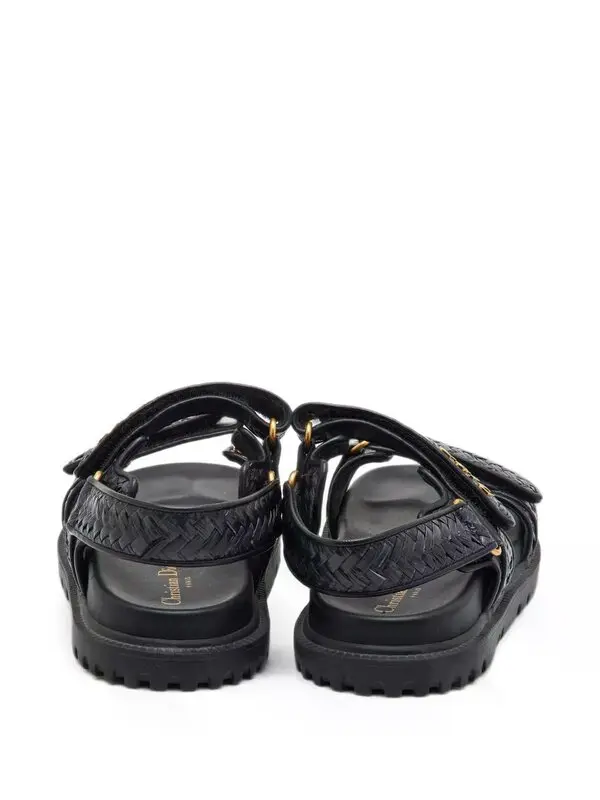 Dior Raffia Touch-strap Sandals With Gold-tone Logo