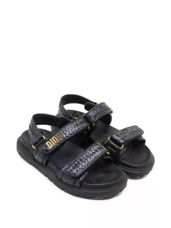 Dior Raffia Touch-strap Sandals With Gold-tone Logo