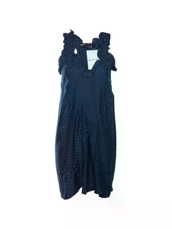Balenciaga Polka-dot Ruffled Midi Dress