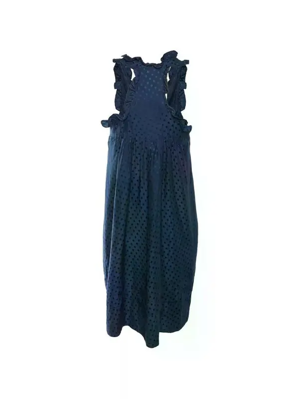Balenciaga Polka-dot Ruffled Midi Dress - Blue