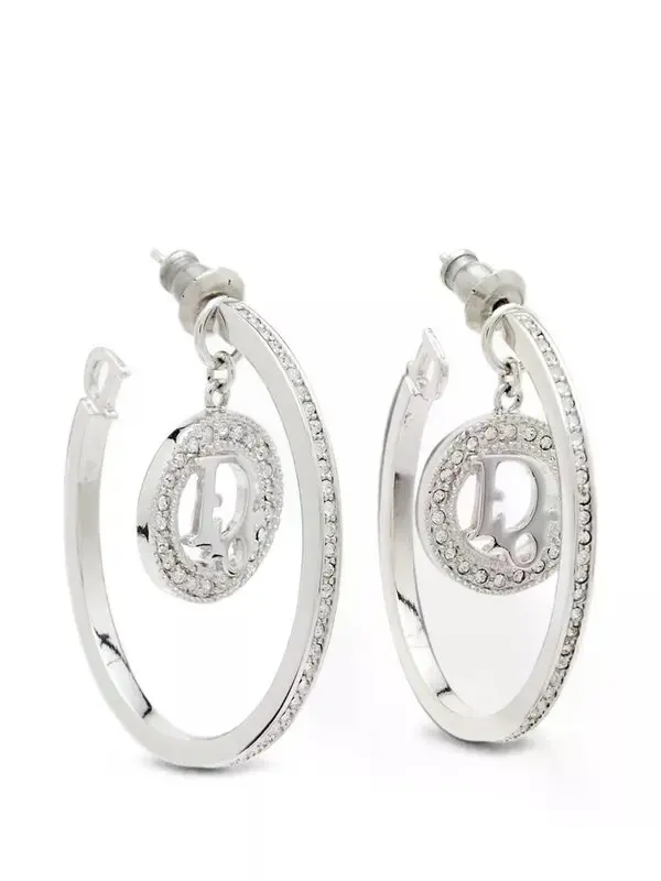 Dior Oblique Crystal Embellished Hoop Earrings