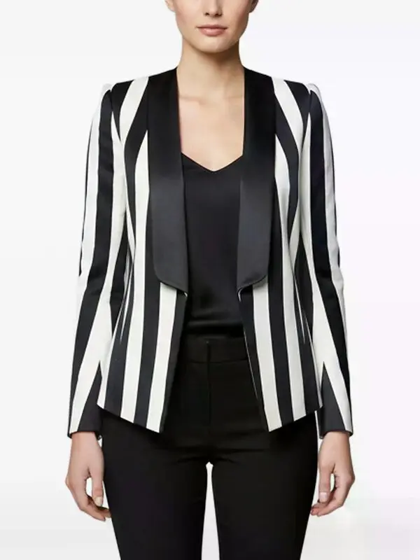 Balmain Striped Satin-trim Blazer - Black